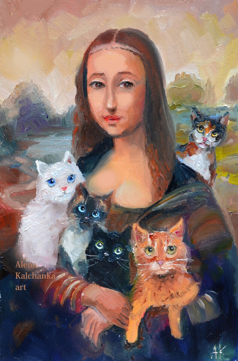 Mona Lisa With Cats, Funny Art With Cats, Mona Lisa With Cat, Funny Cat ...