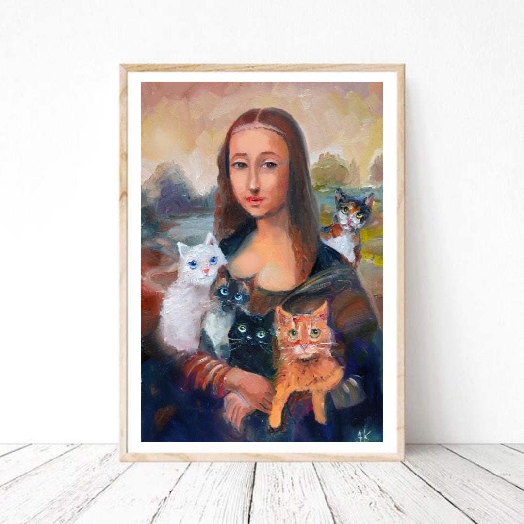 Mona Lisa With Cats, Funny Art With Cats, Mona Lisa With Cat, Funny Cat ...