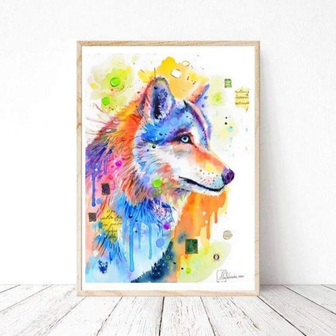 Wolf Art, Painting of the Wolf, Print Animals, White Wolf, Forest ...