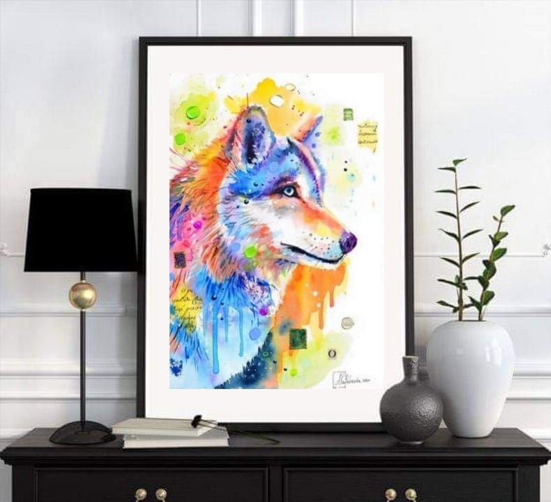 Wolf Art, Painting of the Wolf, Print Animals, White Wolf, Forest ...