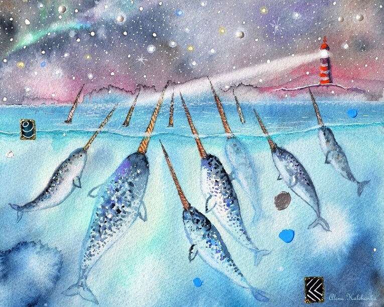 Narvalo Sea Art Unicorn Wall Art Narwhal Decor Ocean Print Sea ...