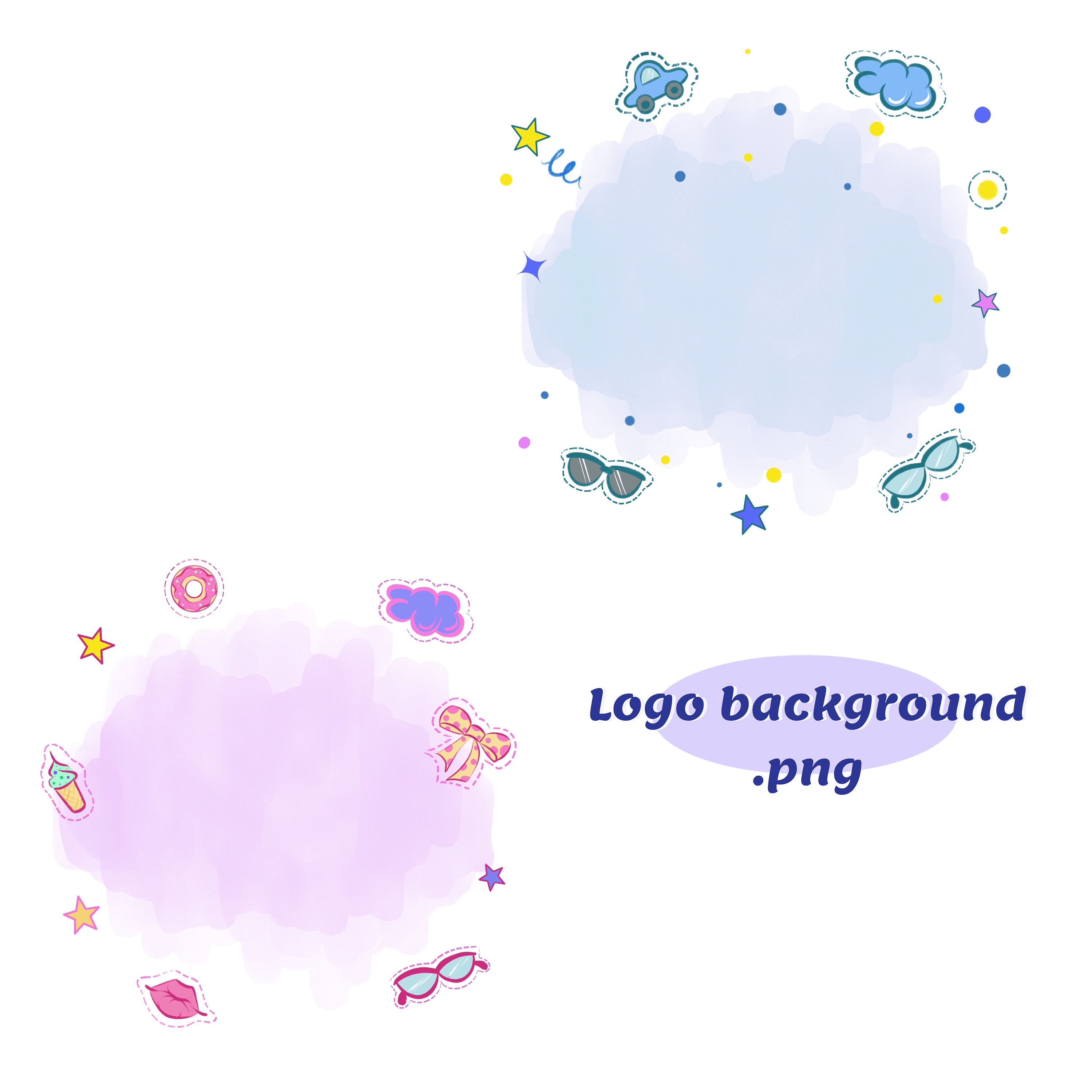 Logo Background Png, Watercolor Logo Background, Cute Cartoon Clipart ...