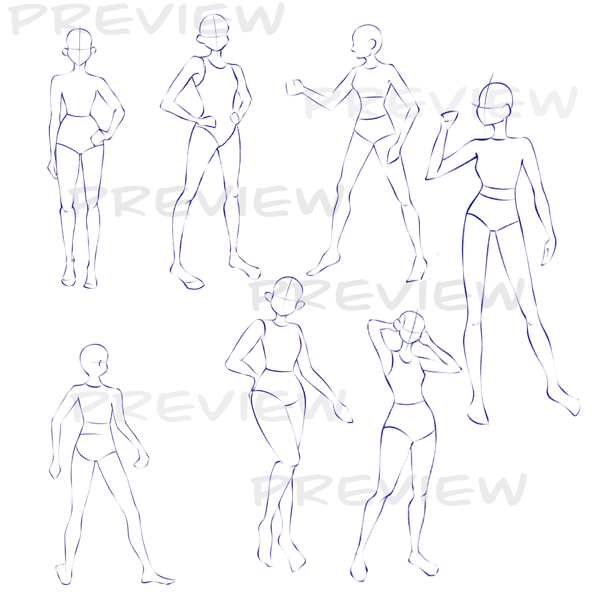 Cartoon Poses Brushes for Procreate, Poses Pencil Style, Poses Stamp ...