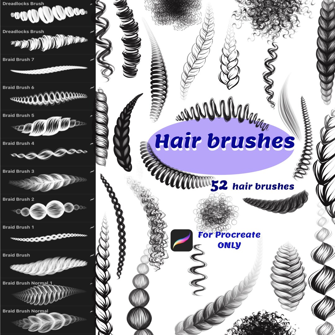 Hair Brushes Procreate,procreate Curly Hair Brushes, Braids Brushes ...