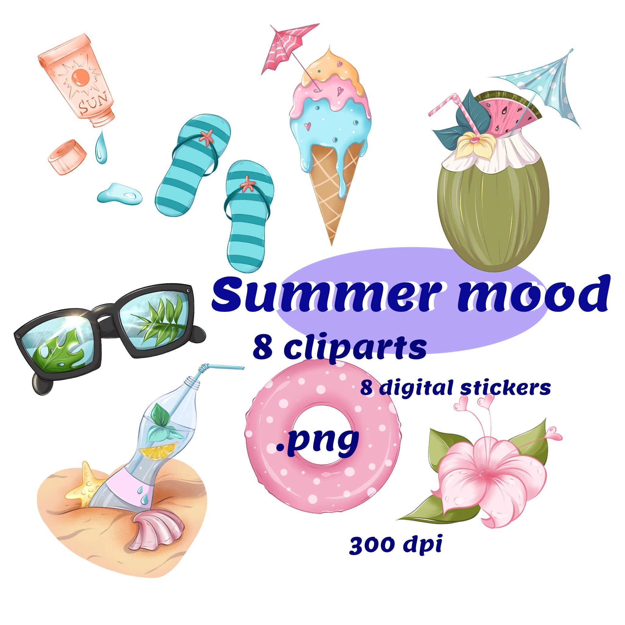 Summer Mood Cliparts, Summer Cliparts Png, Beach Stickers Png, Sea ...