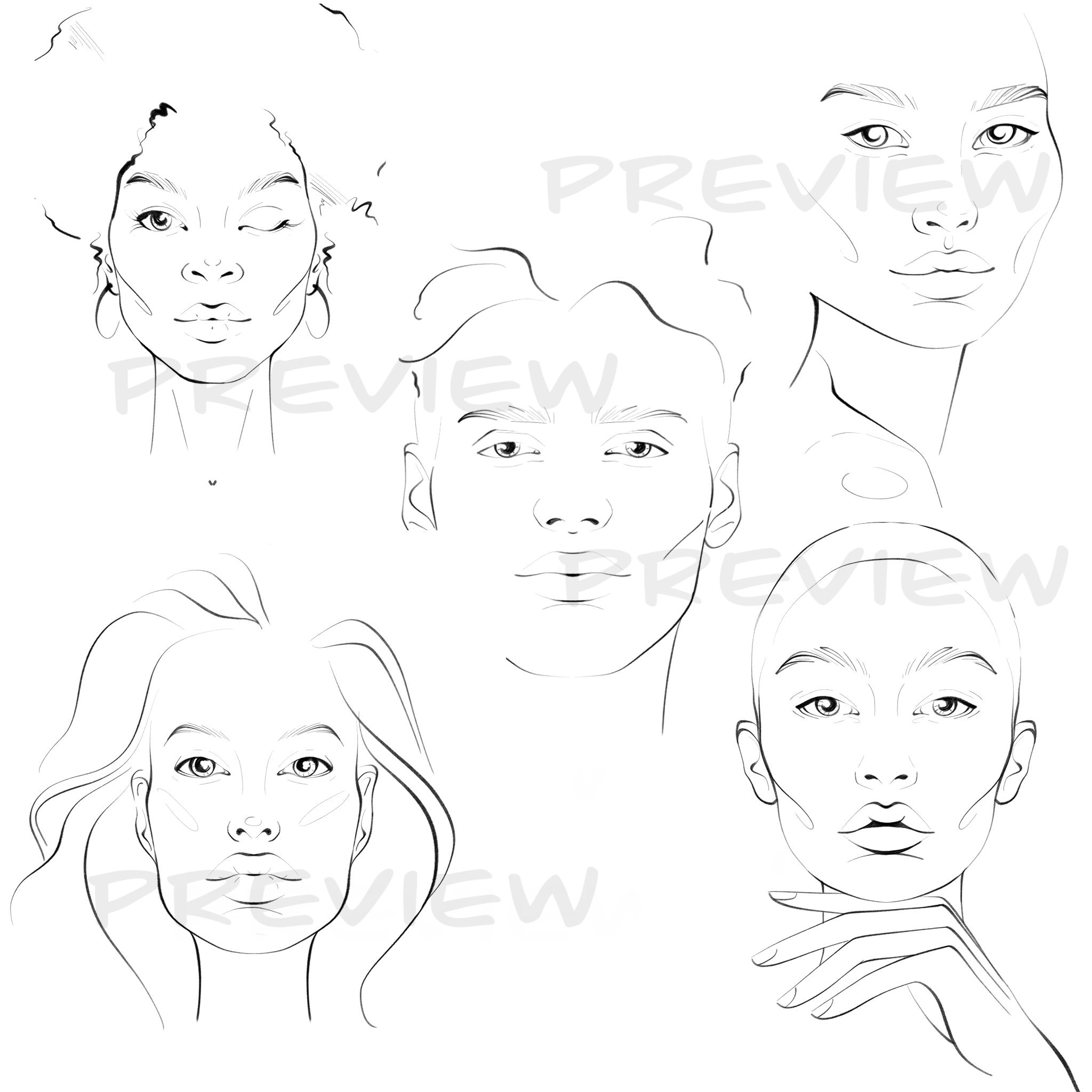 Face Chart Stamp Brushes , Face Chart Stamps for Makeup Artists ...