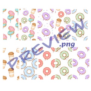 Donut Digital Papers, Seamless Patterns Png, Donuts Pattern, Cake Png ...