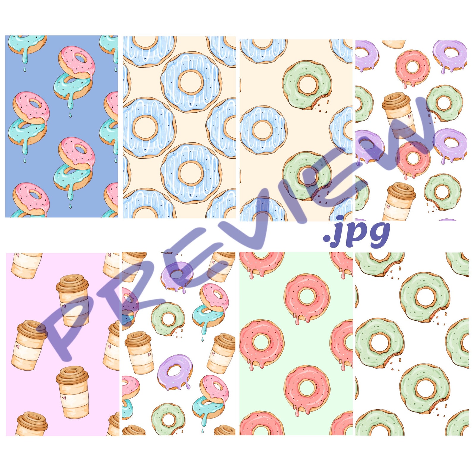 Donut Digital Papers, Seamless Patterns Png, Donuts Pattern, Cake Png ...