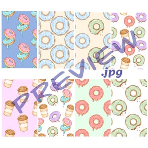 Donut Digital Papers, Seamless Patterns Png, Donuts Pattern, Cake Png ...