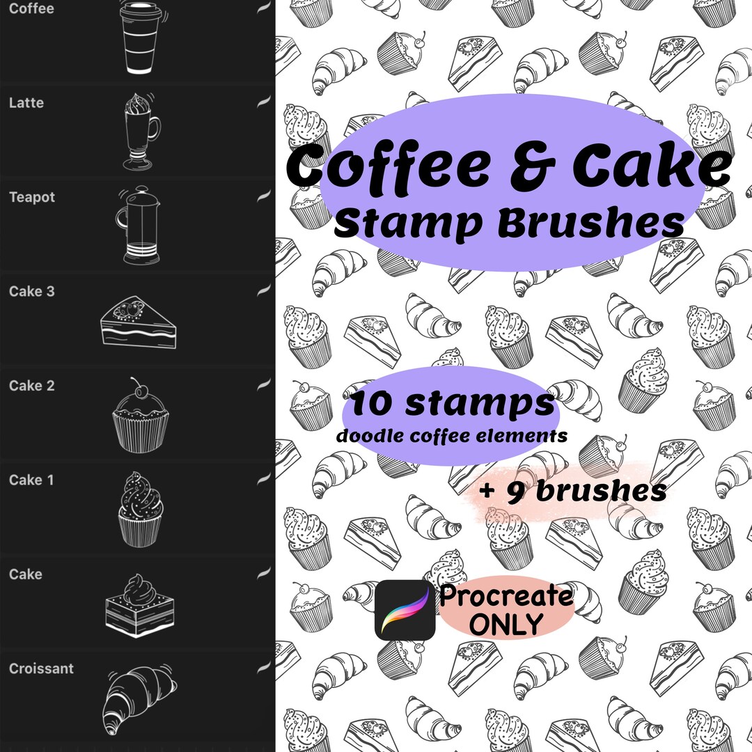 Coffee Doodle Stamps Procreate, Brush Set, Coffee Clipart, Doodle ...