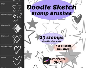 Procreate Stamp Pack Stamp Brushes for Procreate Doodle Stamps for ...