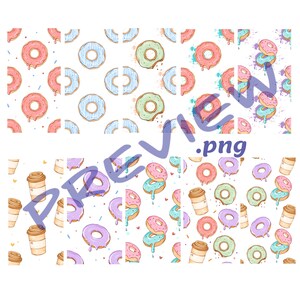 Donut Digital Papers, Seamless Patterns Png, Donuts Pattern, Cake Png ...