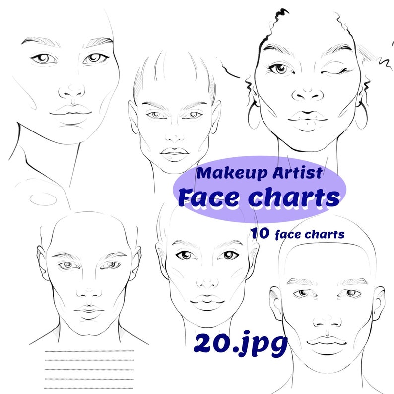 Face Charts, Face Charts for Makeup Artists, Makeup Artist Face Charts ...