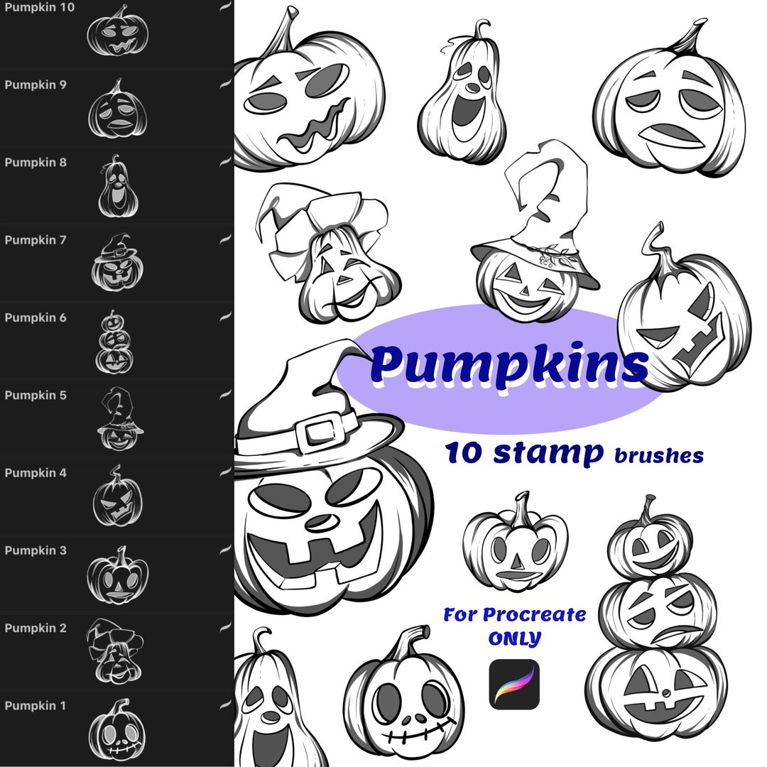 Pumpkins Brushes for Procreate, Halloween Brushes, Halloween Stamps ...