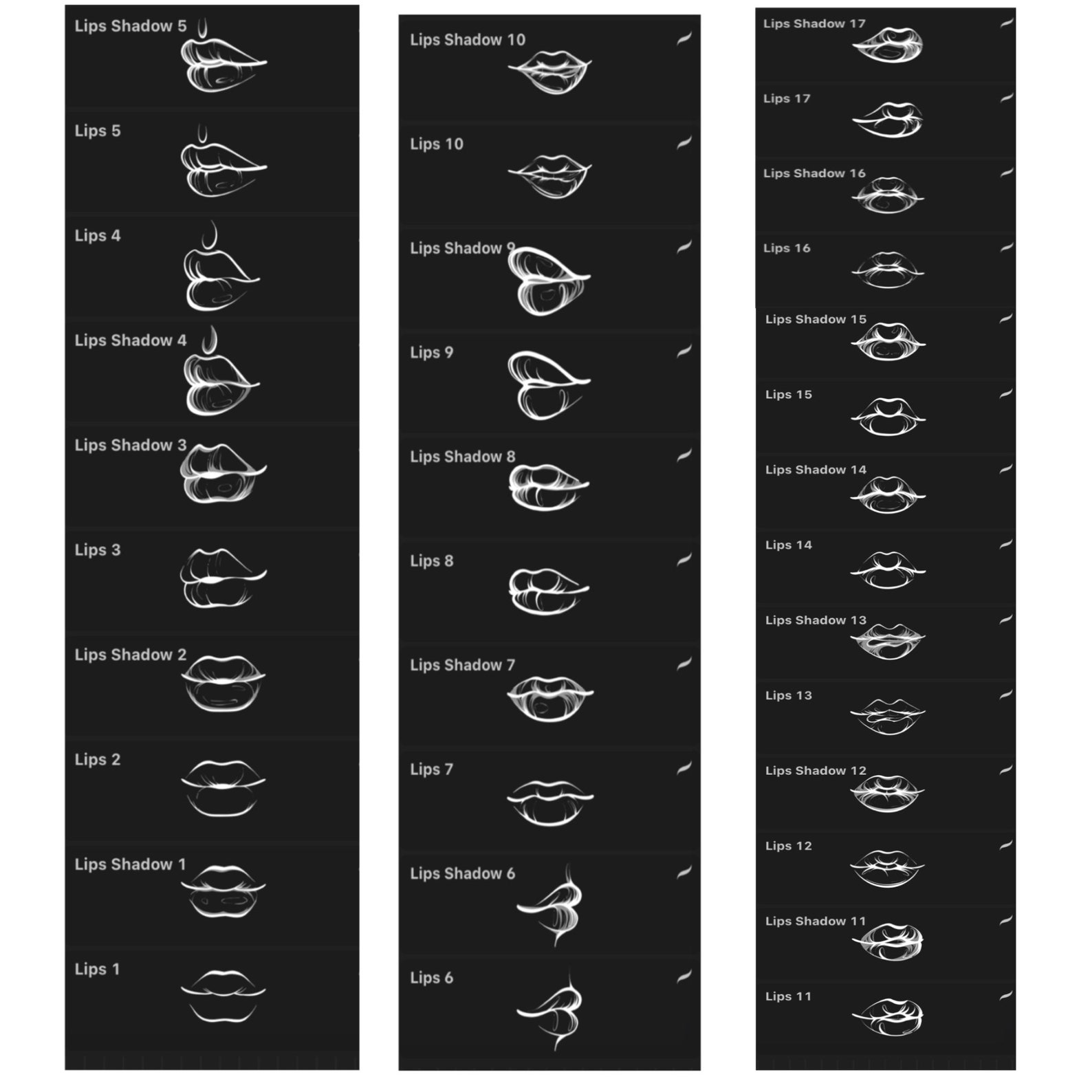 Lip Stamp Brushes for Procreate, Lip Stamps, Face Stamps, Procreate ...