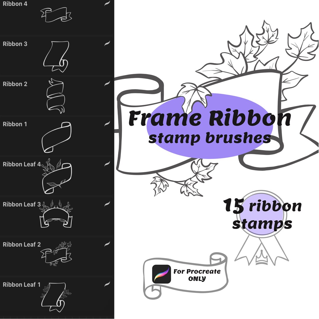 Ribbon Stamp Brushes for Procreate, Frame Brush Set, Label Stamps, Planner Stamps - Etsy
