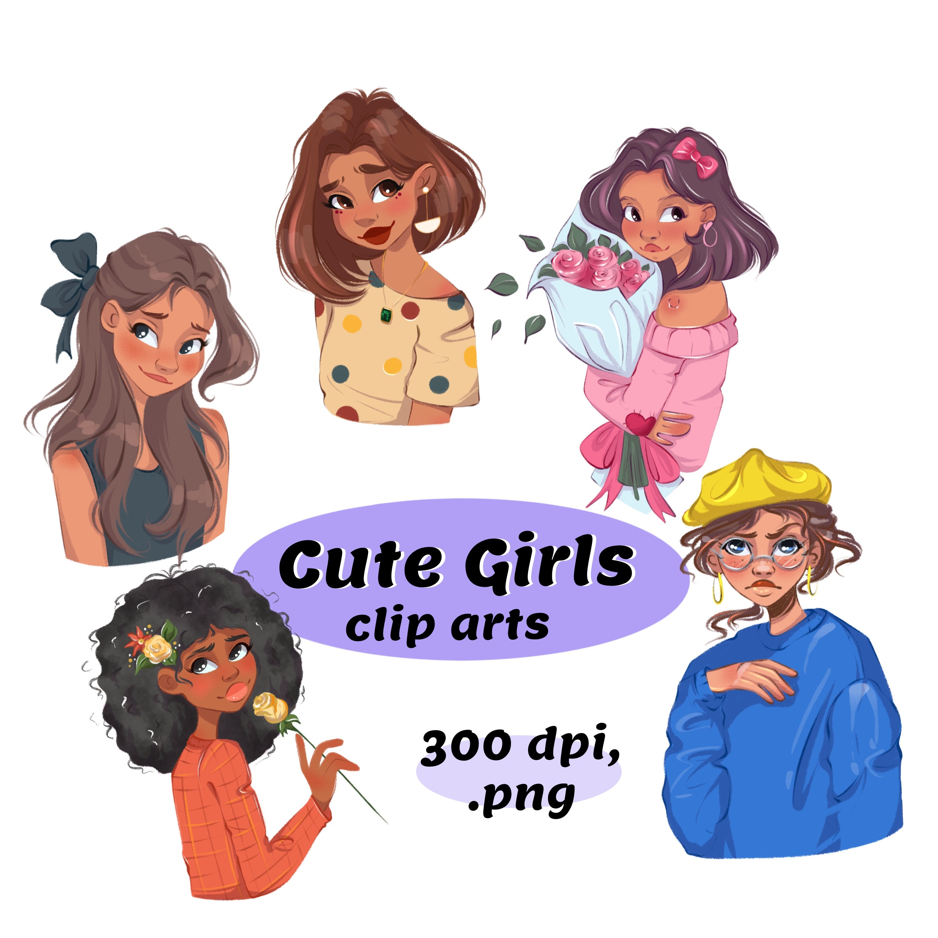 Cute Girls Clip Arts, Character Clipart, Cute Girls Png, Cartoon Girls ...