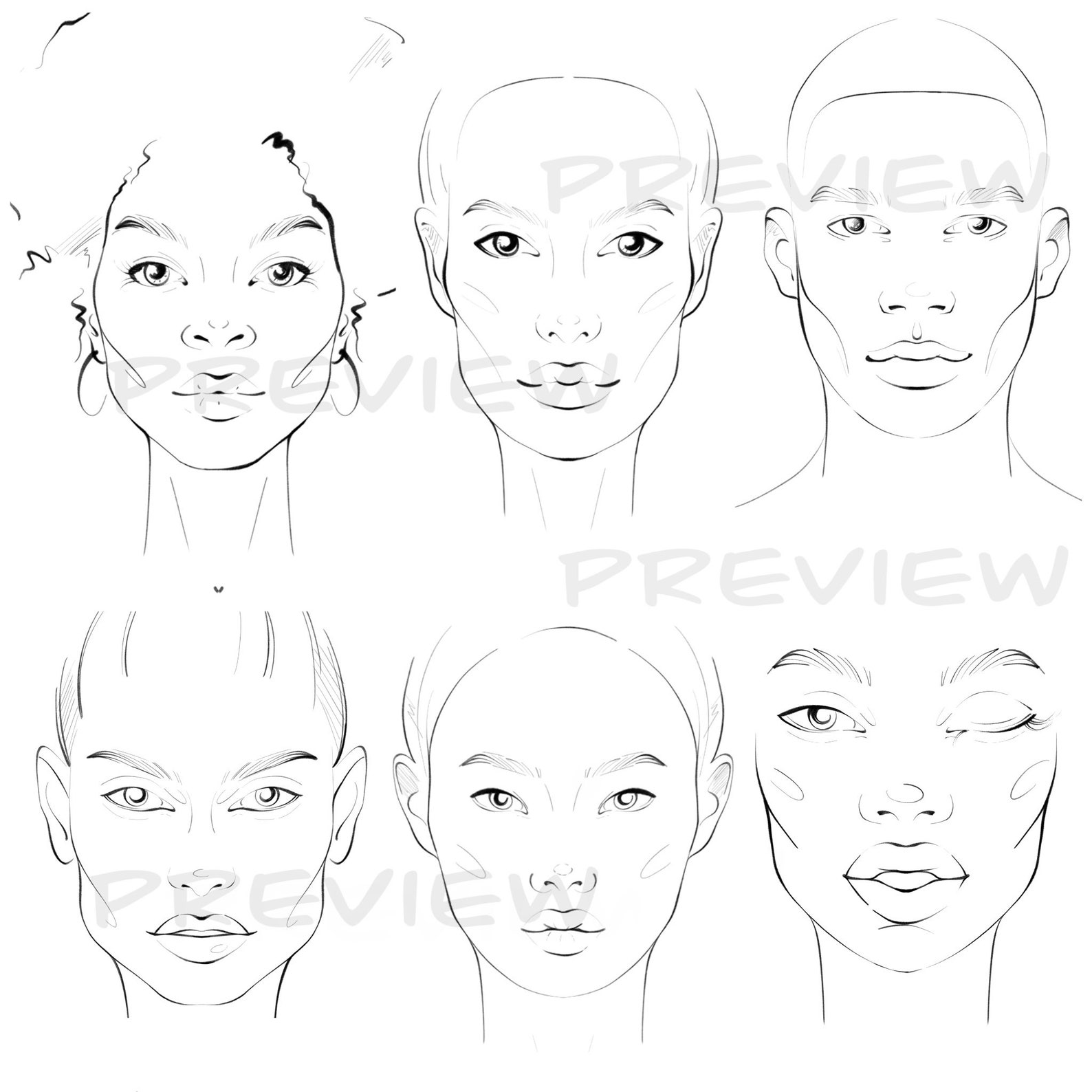 Face chart stamp brushes Face chart stamps for makeup | Etsy