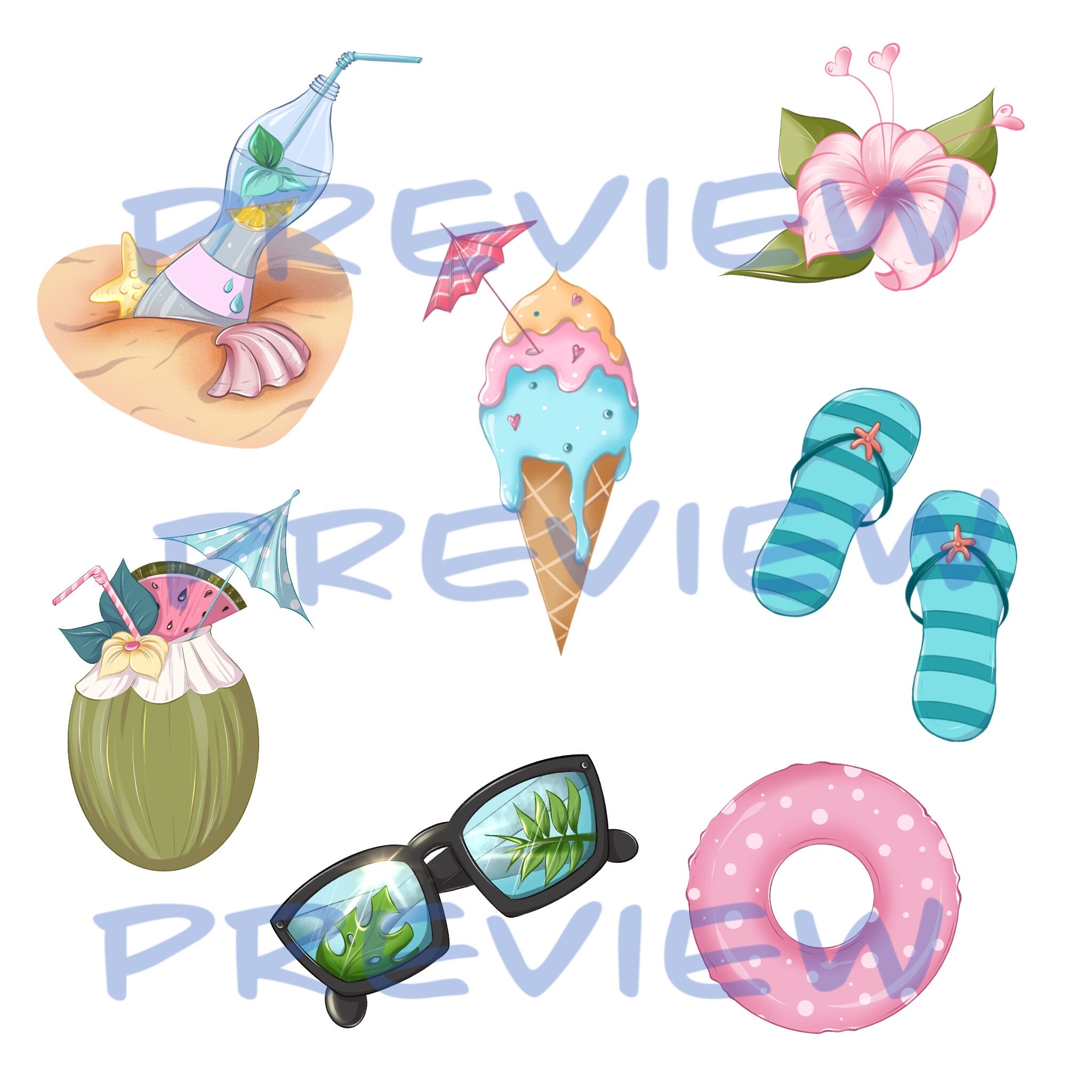 Summer Mood Cliparts, Summer Cliparts Png, Beach Stickers Png, Sea ...