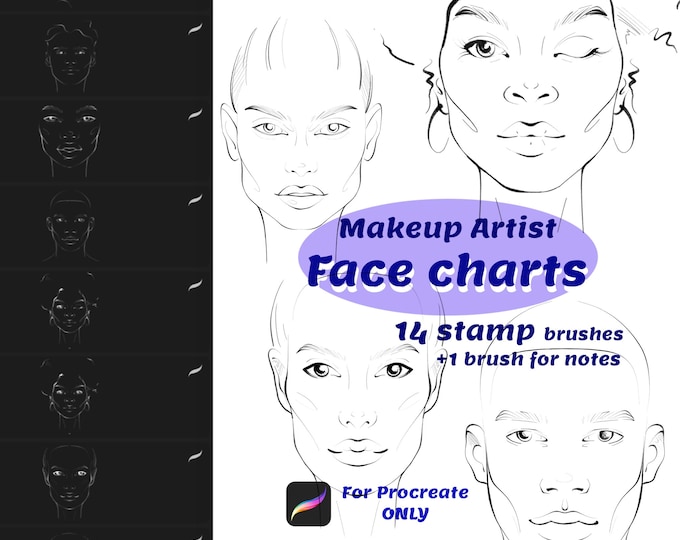 Realistic Makeup Face Chart "kiara" | Make-up Artist Practice Sheets ...