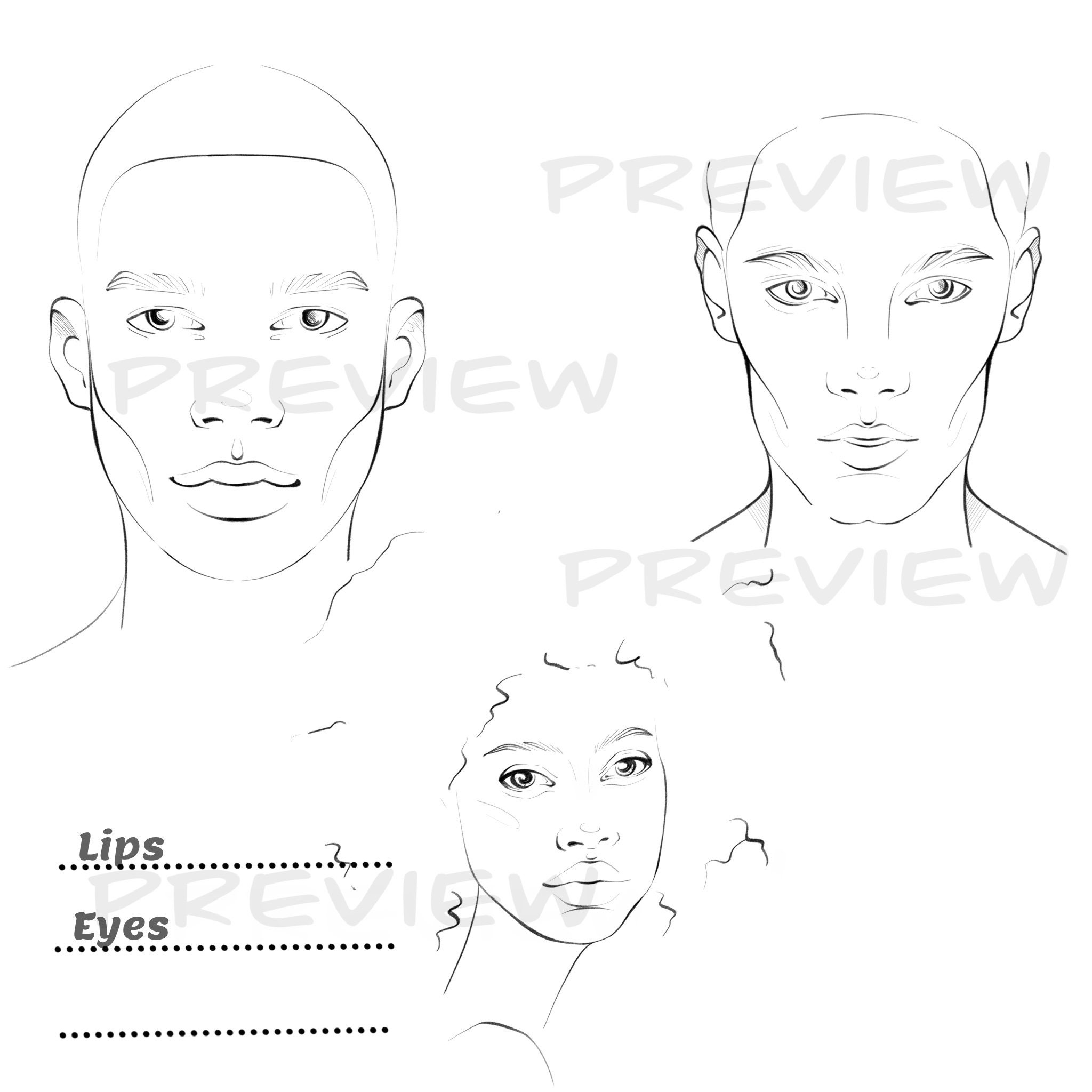 Face Chart Stamp Brushes , Face Chart Stamps for Makeup Artists ...