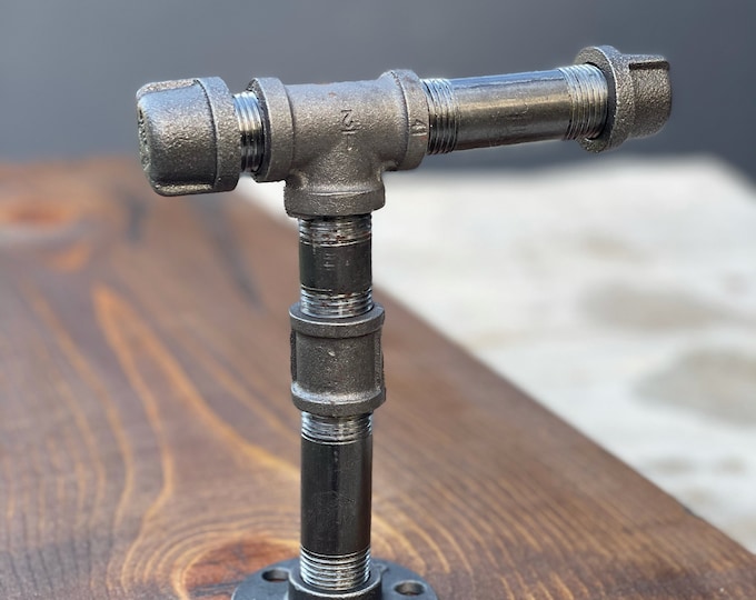 Rustic Pipe Monitor Stand With Headphone Stand (honey Stain) - Etsy