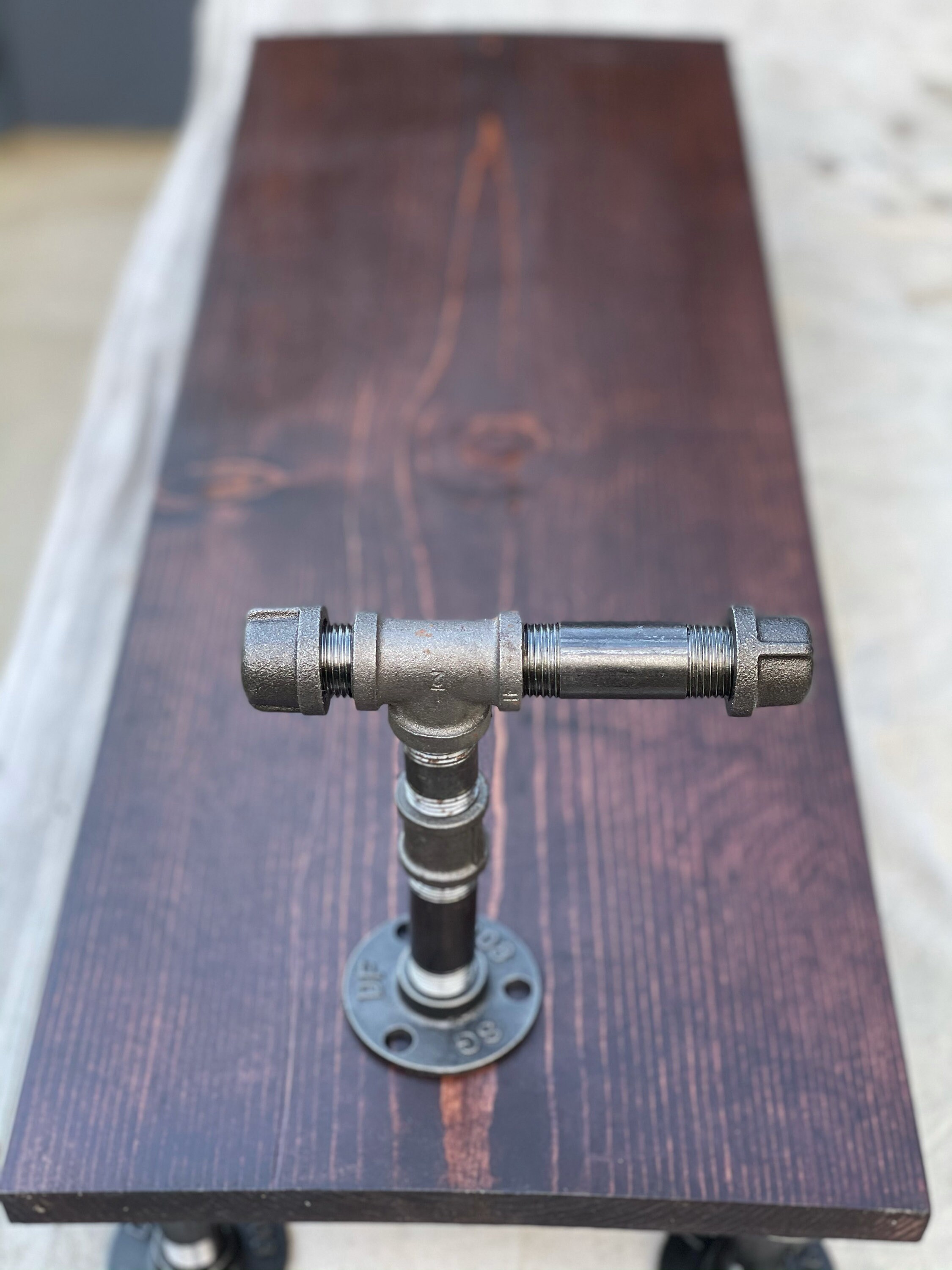 Rustic Pipe Monitor Stand (red Mahogany) With Headphone Stand - Etsy