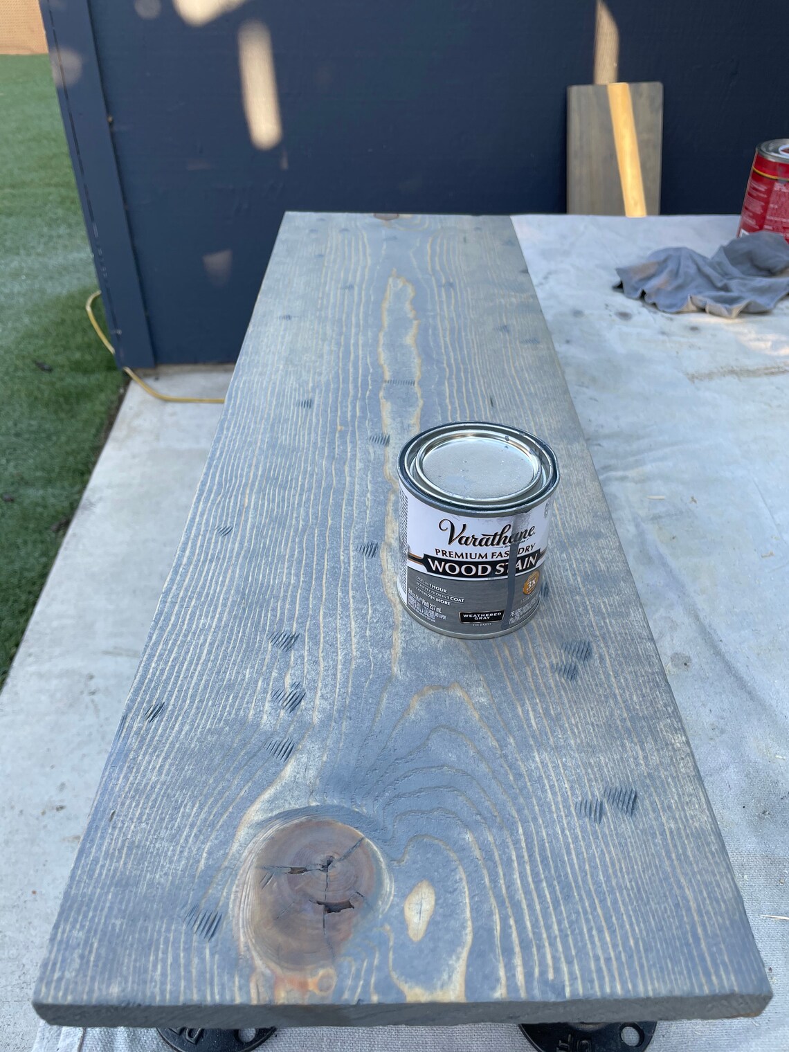 Rustic Pipe Monitor Stand With Headphone Stand (weathered Grey Stain ...