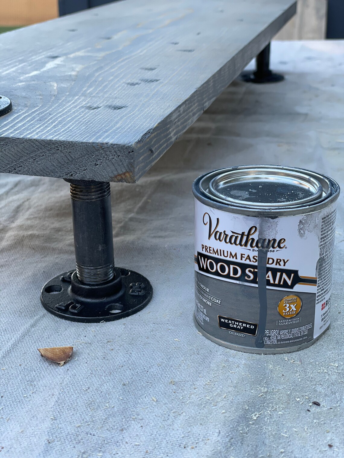 Rustic Pipe Monitor Stand With Headphone Stand (weathered Grey Stain ...