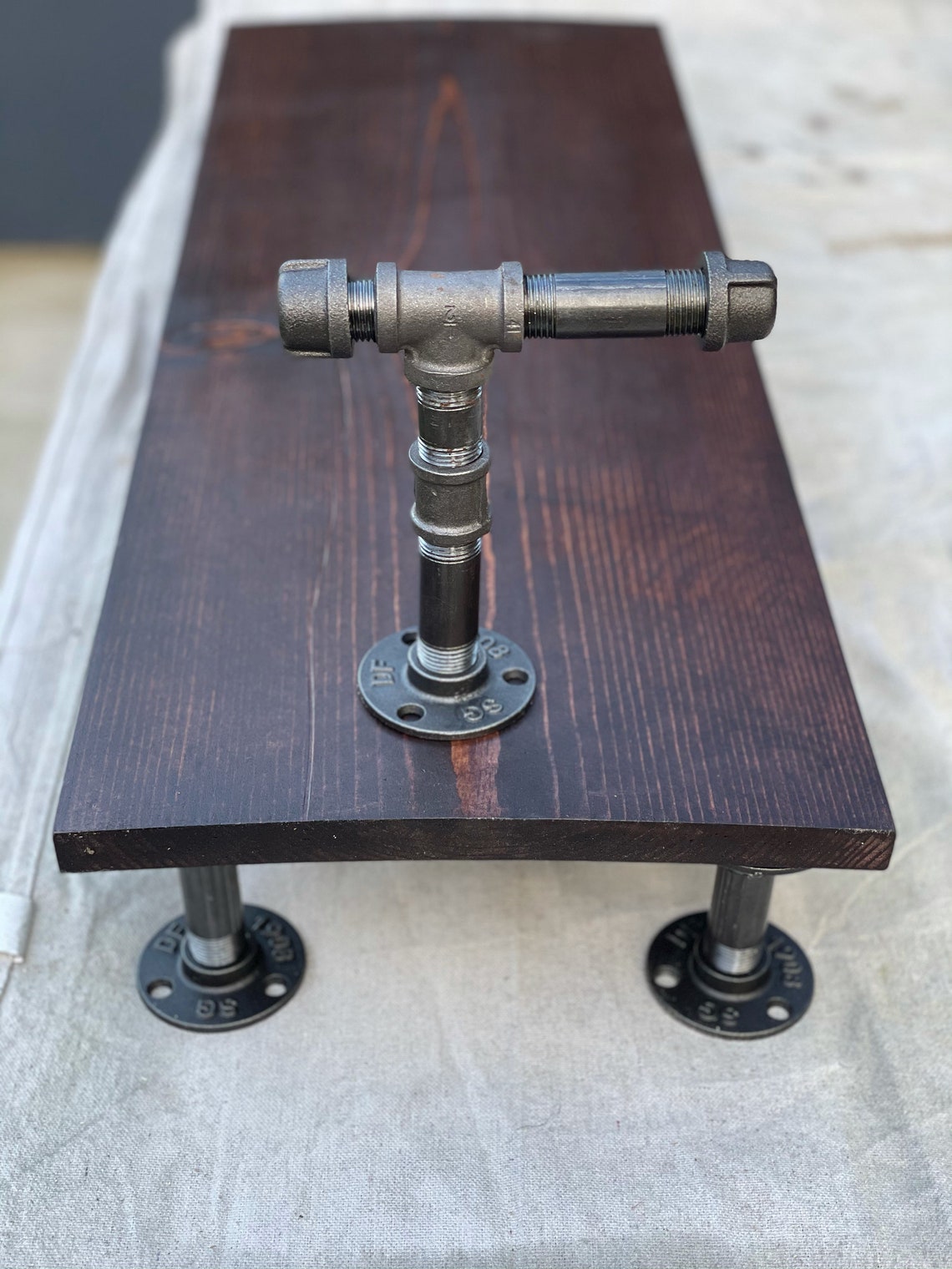 Rustic Pipe Monitor Stand (red Mahogany) With Headphone Stand - Etsy