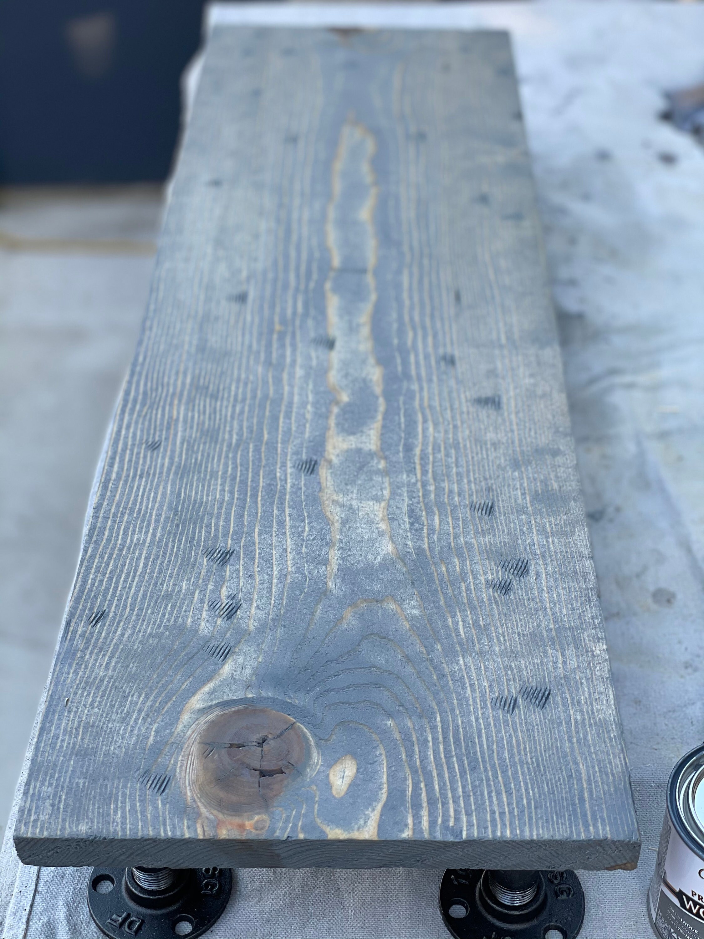 Rustic Pipe Monitor Stand With Headphone Stand (weathered Grey Stain ...