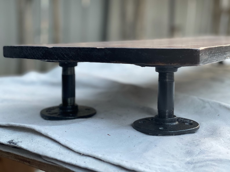 Rustic Pipe Monitor Stand (red Mahogany) With Headphone Stand - Etsy