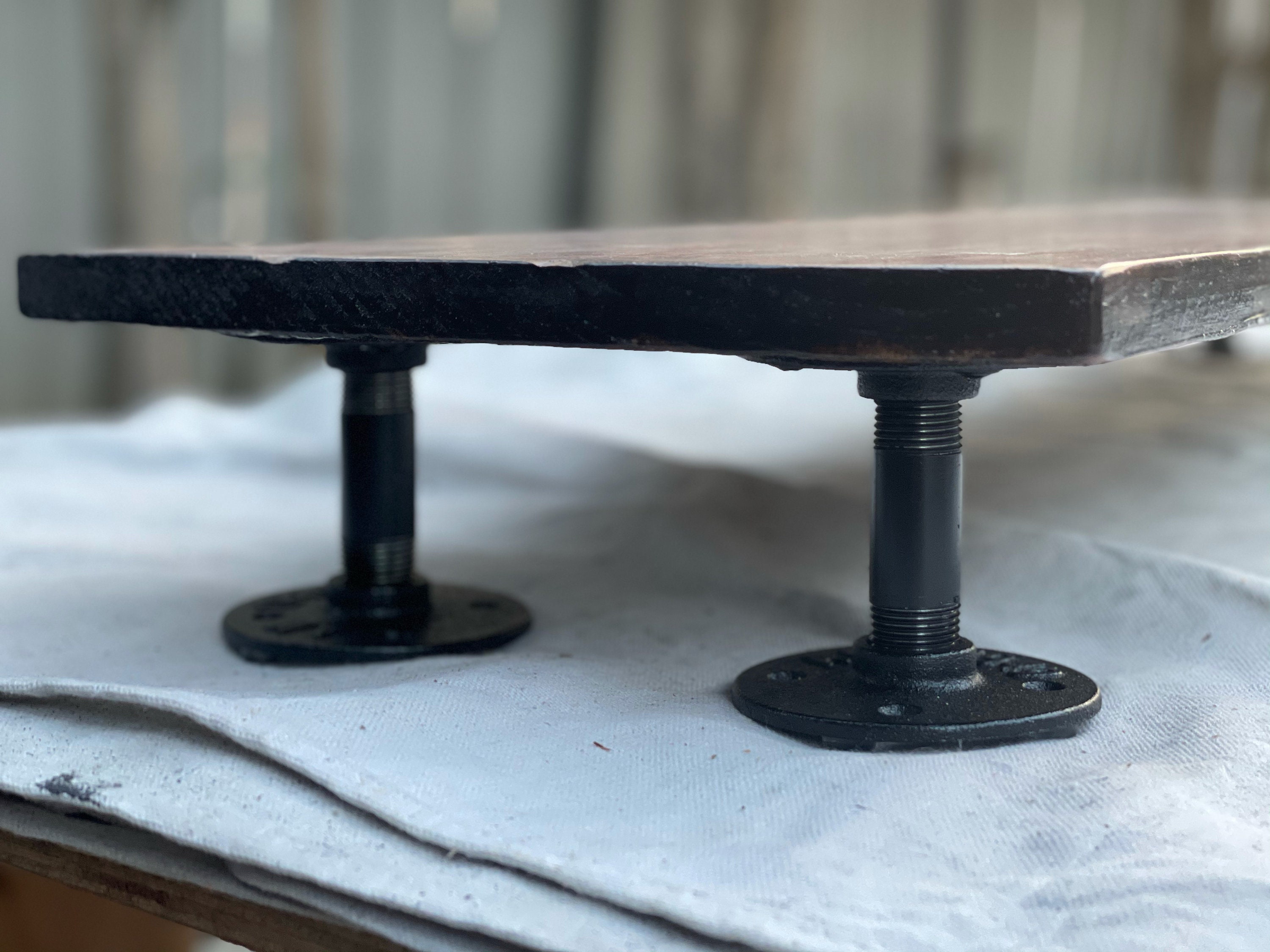 Rustic Pipe Monitor Stand (red Mahogany) With Headphone Stand - Etsy