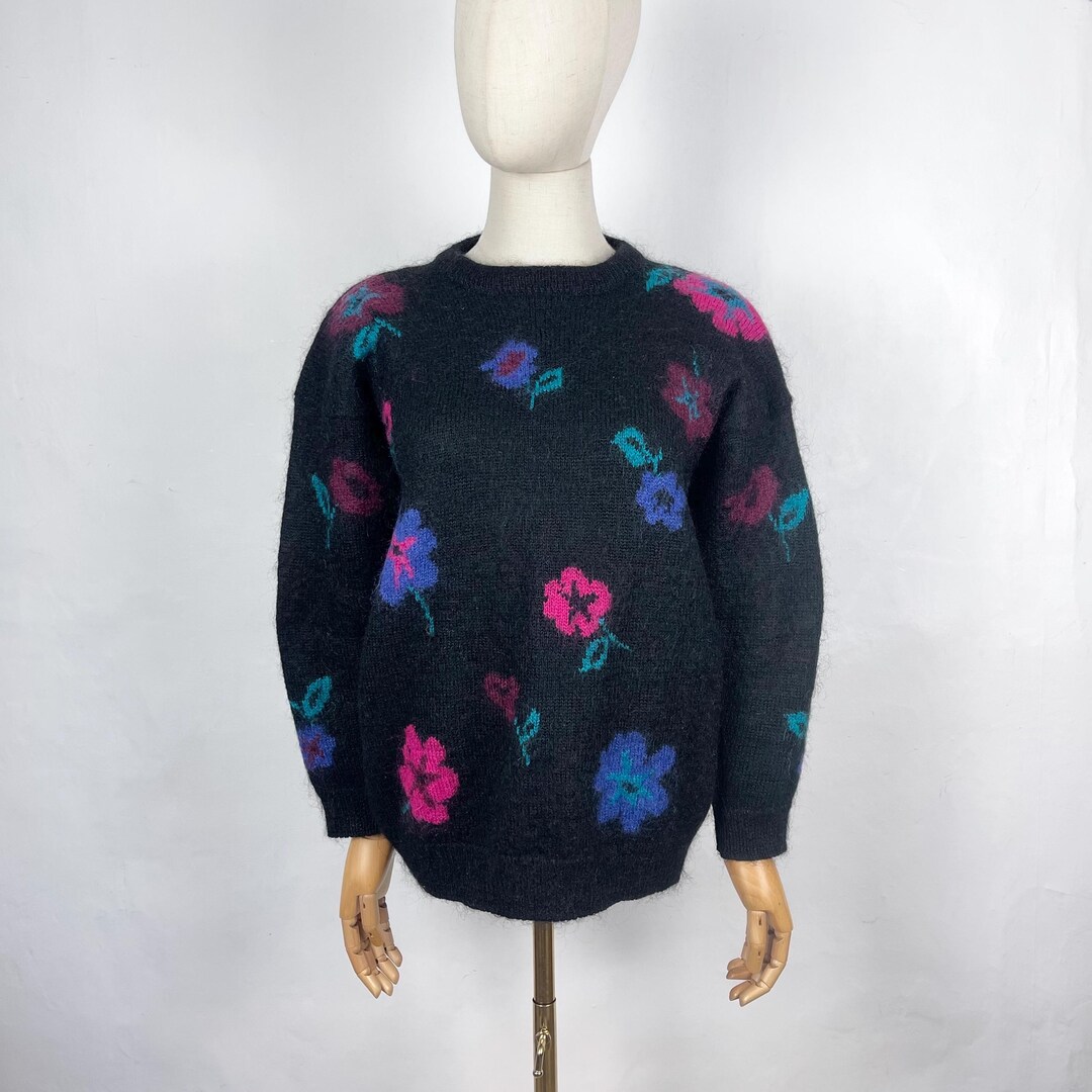 Vintage 80s Floral Mohair Jumper - Etsy