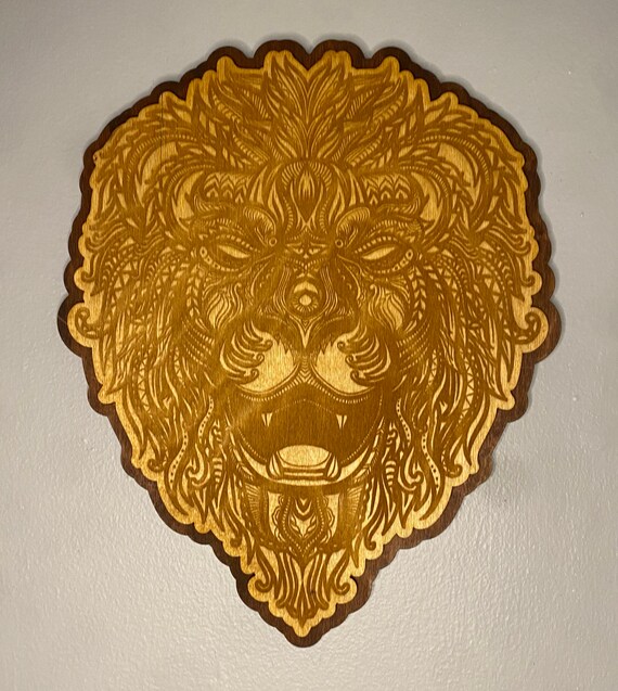 Lion Art Laser engraved animal art laser lion lion decor | Etsy