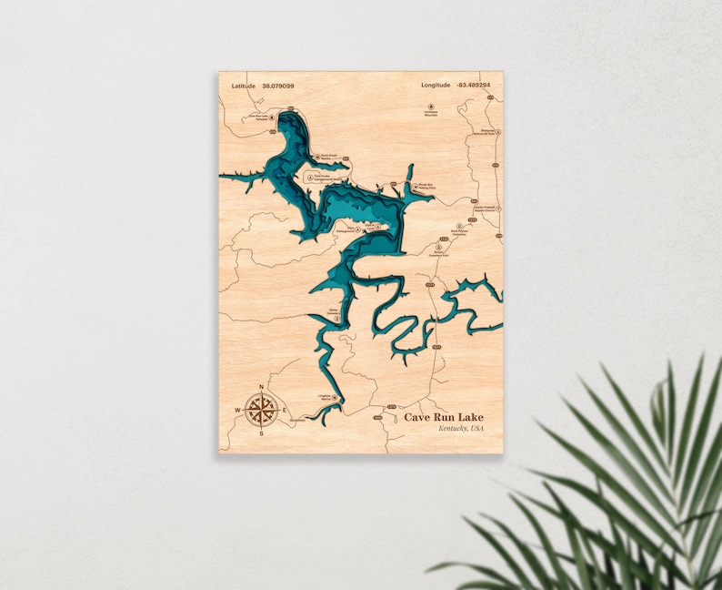 Cave Run Lake Map SVG: 3D Topographic Laser Cut File (digital Download ...
