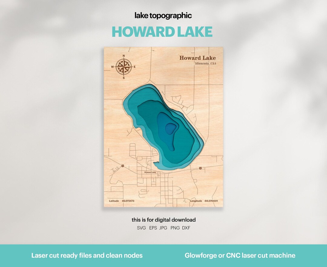 Lake House Decor, Howard Lake Map SVG, Wood Wall Decor Gift ...