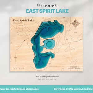 East Spirit Lake Map SVG: Topographic Laser Cut File (digital Download ...