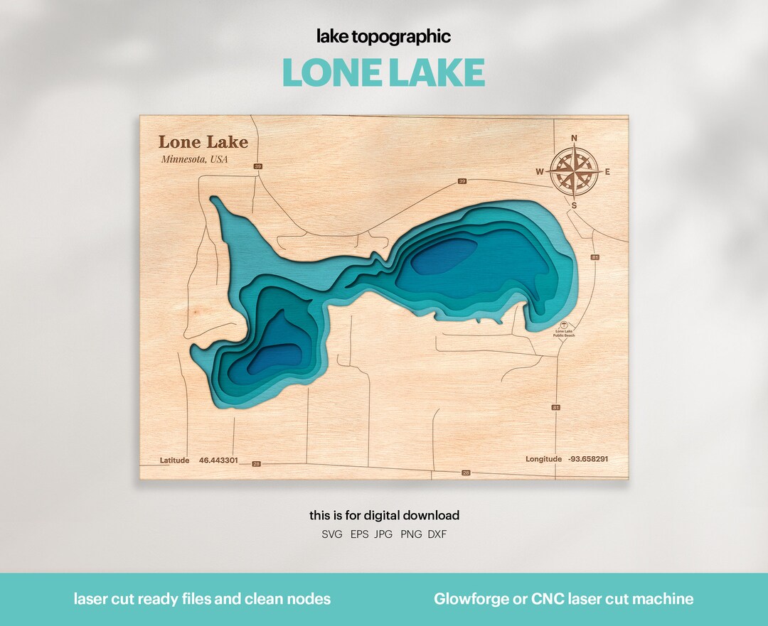 Lone Lake Topographic Map SVG: 3D Wood Wall Art (digital Download) - Etsy