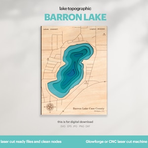 Barron Lake Topographic Map SVG: 3D Wood Wall Art (digital Download) - Etsy