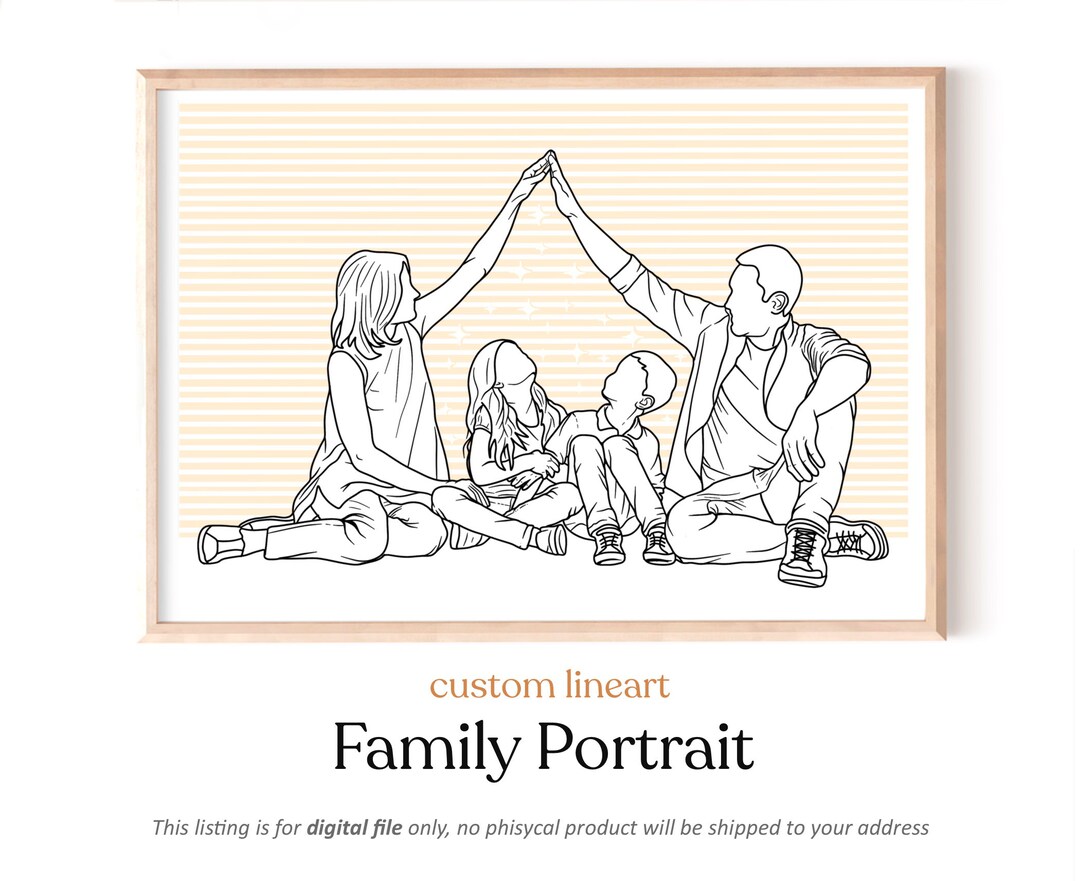 Custom Digital Family Portrait Outline, Faceless Portrait, Personalized ...