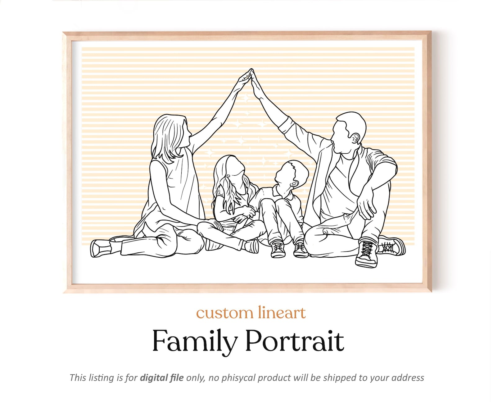 Custom Family Portrait Outline: Personalized Line Art (digital Download ...