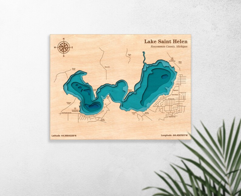 Lake St. Helen Michigan Map SVG: Topographic 3D Glowforge File (digital ...