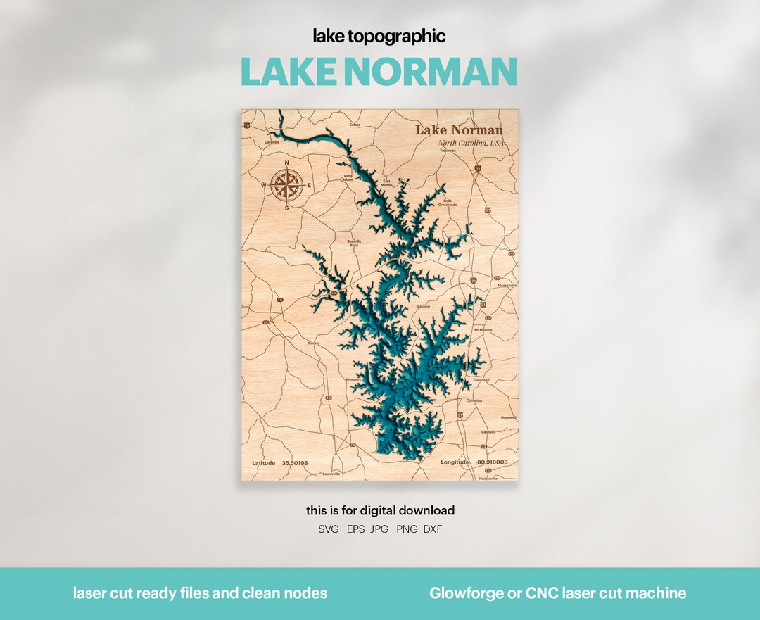 Lake House Decor, Norman Lake Map SVG, Wood Wall Decor Gift ...