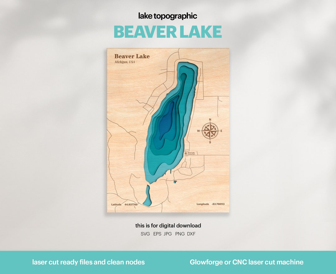 Beaver Lake Topographic Map: 3D Wood Wall Art (digital Download) - Etsy