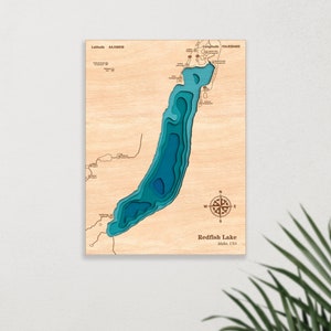 Lake House Decor, Redfish Lake Map SVG, Map Art, Wood Wall Decor ...