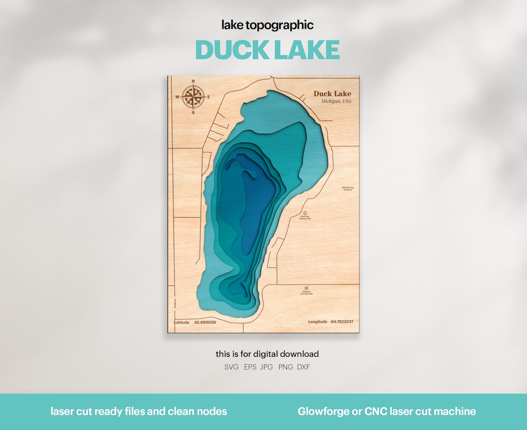Lake House Decor Duck Lake Map SVG Map Art Wood Wall Decor - Etsy