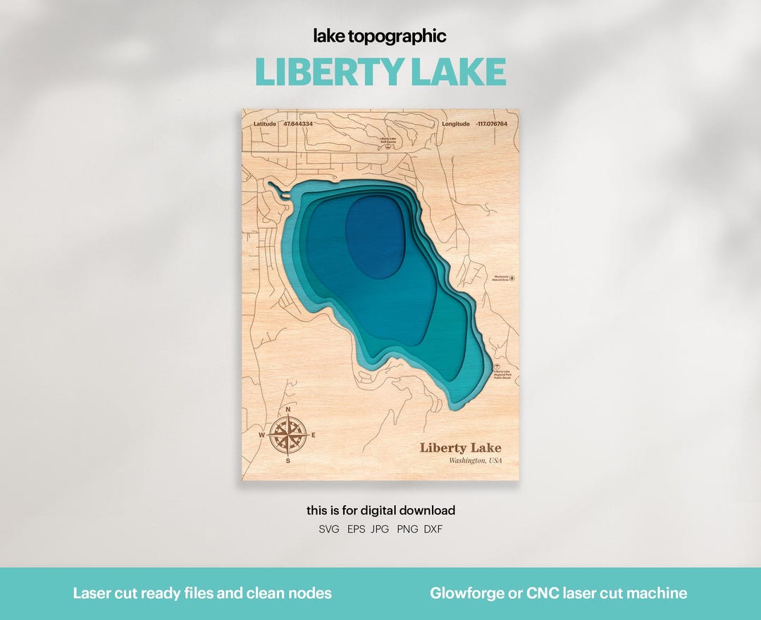 Lake House Decor, Liberty Lake Map SVG, Wood Wall Decor Gift ...