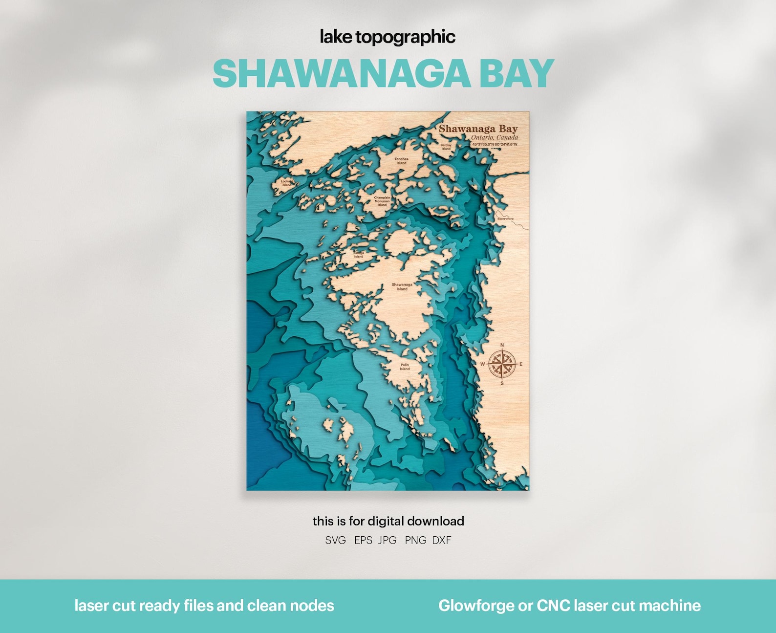 Shawanaga Bay Map SVG: 3D Topographic Lake Art (digital Download) - Etsy