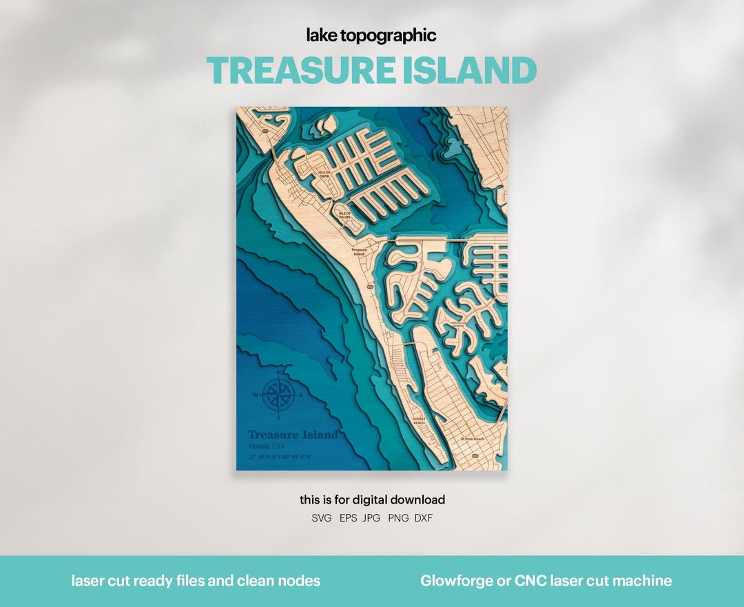 Lake House Decor, Treasure Island Map SVG, Wood Wall Decor Gift ...